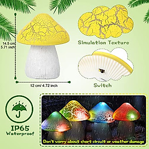 2 Pcs Large Solar Mushroom Light Outdoor Garden Waterproof Cute Mushroom Shaped Pathway Landscape Lights 2 Modes Automatic Change and 5 Lamp Beads for Yard Landscape Decoration (Red, Yellow)