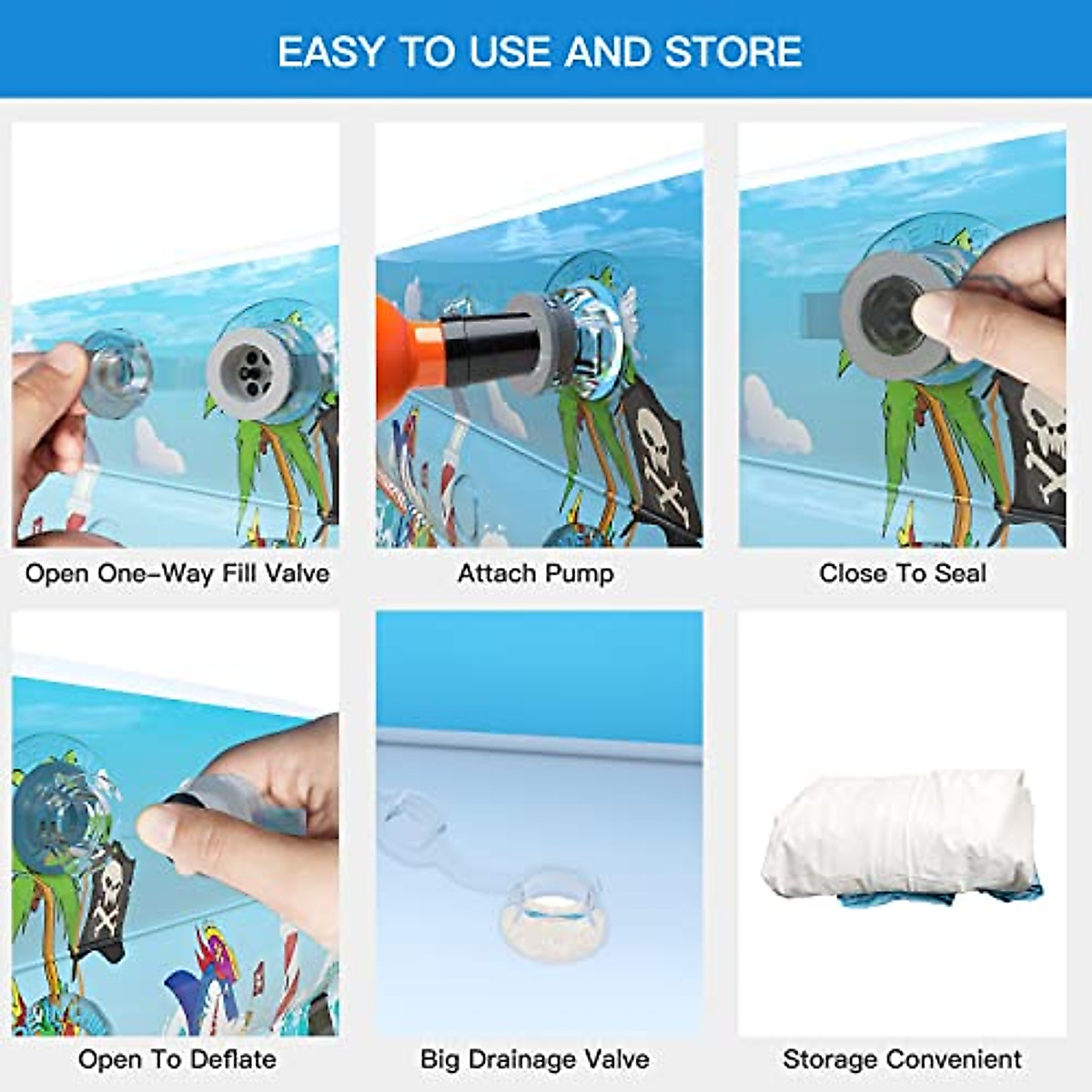 Inflatable Pool, Inflatable Pool for Kids and Adults, 120" X 72" X 22" Oversized Thickened Family Swimming Pool for Kids, Garden, Backyard, Summer Water Party, Contains Inflatable Basketball (Stand)