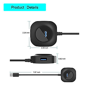 USB Hub, FLYEER 4 Port USB 3.0 Hub, Ultra Slim Portable Data Hub Applicable for i-Mac Pro, MacBook, Mac Mini/Pro, Surface Pro, Notebook PC, Laptop, USB Flash Drives, and Mobile HDD