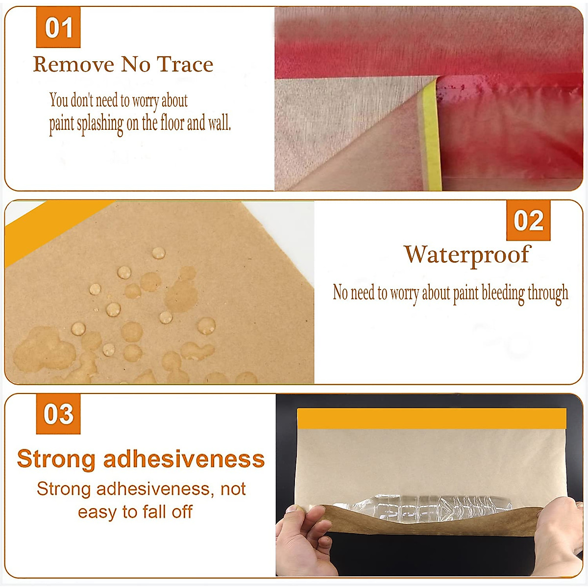 Pre-Taped Paint Masking Paper and Masking Tape Sets,4 Rolls 22inch-50feet Painters Paper and 2 Rolls Painters Tape, Automotive Paint Paper, Tape and Drape Waterproof for Painting Protection Covering