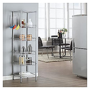 Cages 6-Shelf Wire Shelving Units Heavy Duty Metal Shelf Wire Rack with Leveling Feet Adjustable Utility Storage Shelves for Garage Kitchen Living Room Bathroom 13.38" L x 13.38" W x 63" H