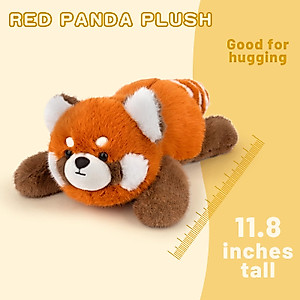 Adorlynetty Red Panda Stuffed Animal Pillow Panda Plushie Red Panda Plush Toy Gift for Kids Girlfriend Birthday 11.8" Panda Plush