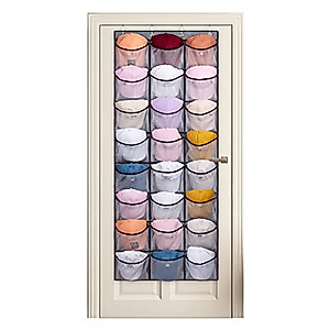 KEETDY 24 Baseball Hat Rack for Door Large Hat Organizer for Baseball Caps with Elastic Pockets Caps Holder Protect and Display Hat Storage