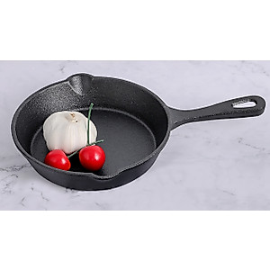 HAWOK Mini Pre- seasoned Cast Iron Skillet,Dia.6 inch Round pan cast iron server frying pan…