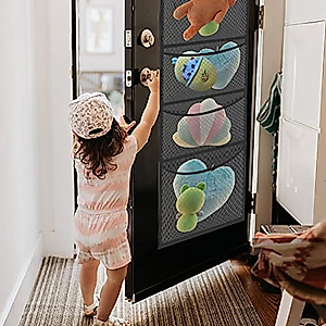 Stuffed Animal Storage, Over The Door Organizer Storage for Filling Stuff Toys, Stuffed Animals Holder with 5 Pockets, Foldable Hanging Storage Holder Storage Bag with 4 Compartments