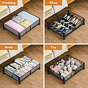 Lingusta Under Bed Storage with Wheels,Rolling Under Bed Storage Containers,Under Bed Shoe Storage,Under Bed Storage for Bedroom Clothes Shoes Blankets (2 pack, Black)