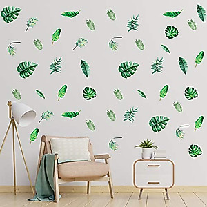 Dorakitten Leaf Wall Decals, Dorakitten Sunflower Wall Stickers DIY Tropical Palm Leaf Wall Art Decal Waterproof Leaf Stickers for Kitchen Bathroom Living Room