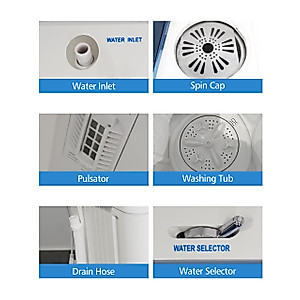 Cucina Magica Portable Twin Tub Washing Machine - 28Lbs Capacity for Apartments, RVs, Dorms, and Camping - 18Lbs Washer, 10Lbs Spinner Combo, Quiet with Drain Pump, Semi-Automatic Control