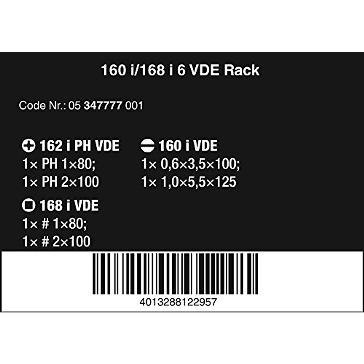 Wera - 5347777001 Kraftform Plus 160i/168i/6 Insulated Professional Screwdriver Set, 6-Piece