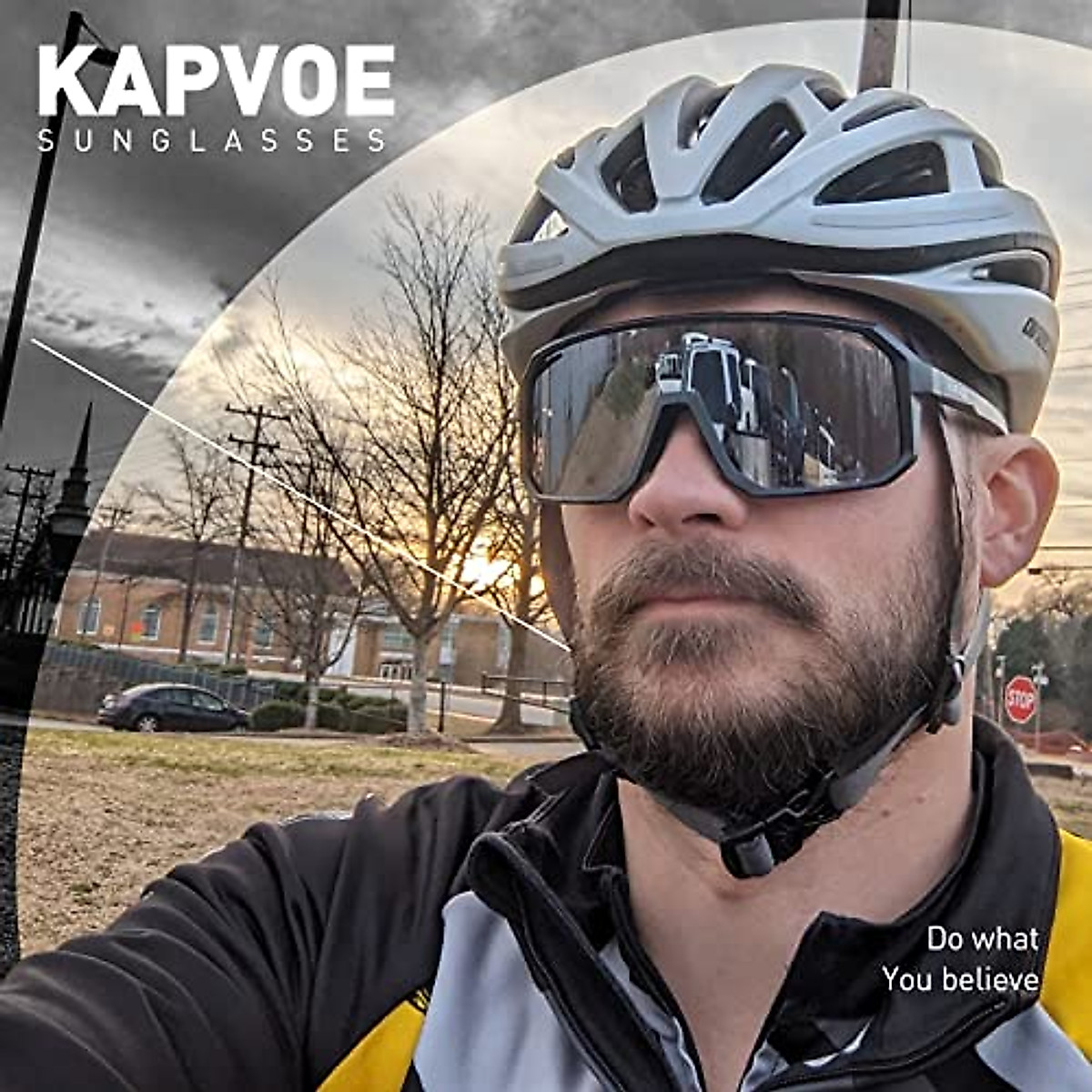 KAPVOE Polarized Cycling Glasses Sports Sunglasses, UV400 Protection Running Fishing Driving Baseball Glasses for Men Women