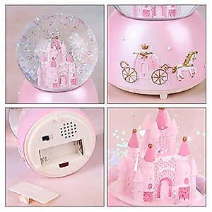 Musical Castle Snow Globes Gift Glittering Snow House Music Boxes Automatic Snowfall Rotating Crystal Balls with Color Changing LED Lights for Girls Women Christmas Birthday
