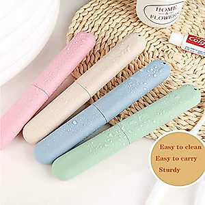 Travel Toothbrush Kit-Toothbrush Case 4 Pack with 4 Bamboo Toothbrush and 10 Dental Floss-Portable Toothbrush Holder for Travel/Camping/School/Home