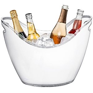Yesland 8L Large Ice Buckets White Acrylic Drink Bucket Beverage Tub Wine Champagne Bucket - Storage Tub for Wine, Champagne or Beer Bottles Parties and Home Bar - Fit 4 Bottles