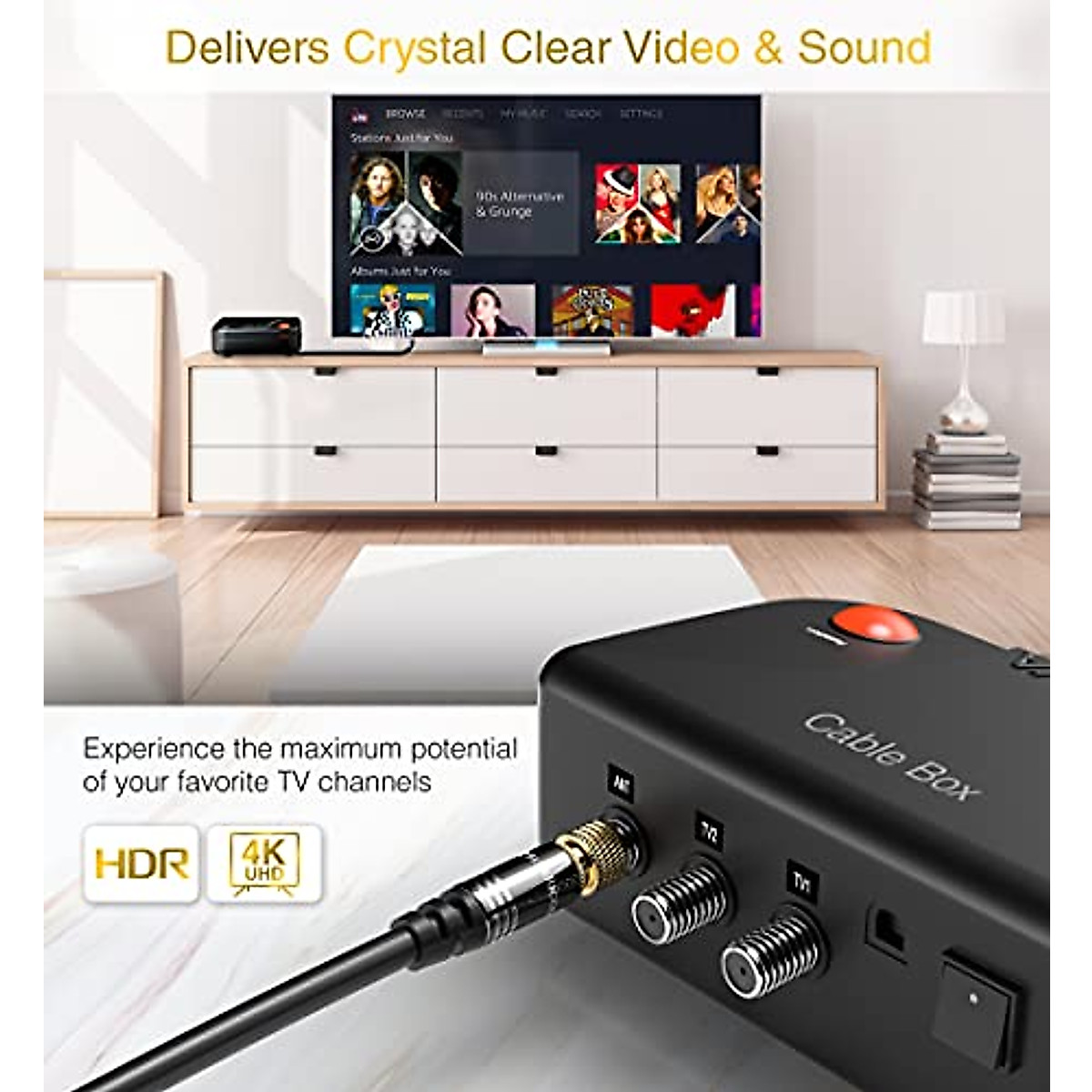 BlueRigger RG6 Digital Coaxial Audio Video Cable (10FT, Male F Type Connector, Triple Shielded) – Coax Cable for HDTV, CATV, DVB-T2/C/S, Cable Modem, Radio, Satellite Receivers