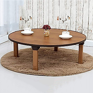 TALSAK Round Folding Tea Coffee Table, Japanese-Style Low Table, Dining Table, Study Table, Small Desk, for Tatami Sitting On The Floor Bedroom Bay Window Tea Room (Size : 60x30cm)
