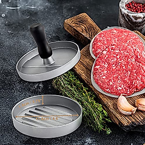 Leonyo 2 Pack Hamburger Press Patty Maker with 240Pcs Wax Patty Papers, 4.6" Aluminum Non-Stick Burger Patty Press Mold, Griddle Round Hamburger Patty Maker for Beef Veggie BBQ Grilling, Silver