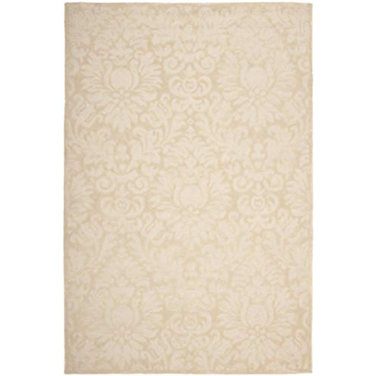 SAFAVIEH Total Performance Collection Area Rug - 6' x 9', Ivory, Hand-Hooked Damask, Non-Shedding & Easy Care, Ideal for High Traffic Areas in Living Room, Bedroom (TLP714F)