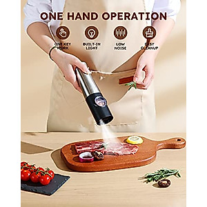 Sangcon Electric Salt and Pepper Grinder Set - Automatic Pepper Mills with LED Light - Battery Operated Salt and Pepper Shakers with Stand & Sangcon 5 in 1 Blender and Food Processor Combo for Kitche