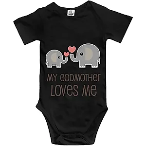 Migrater My Godmother Loves Me Funny Cute Novelty Infant One-Piece Baby Bodysuit Black, 0-6 Months