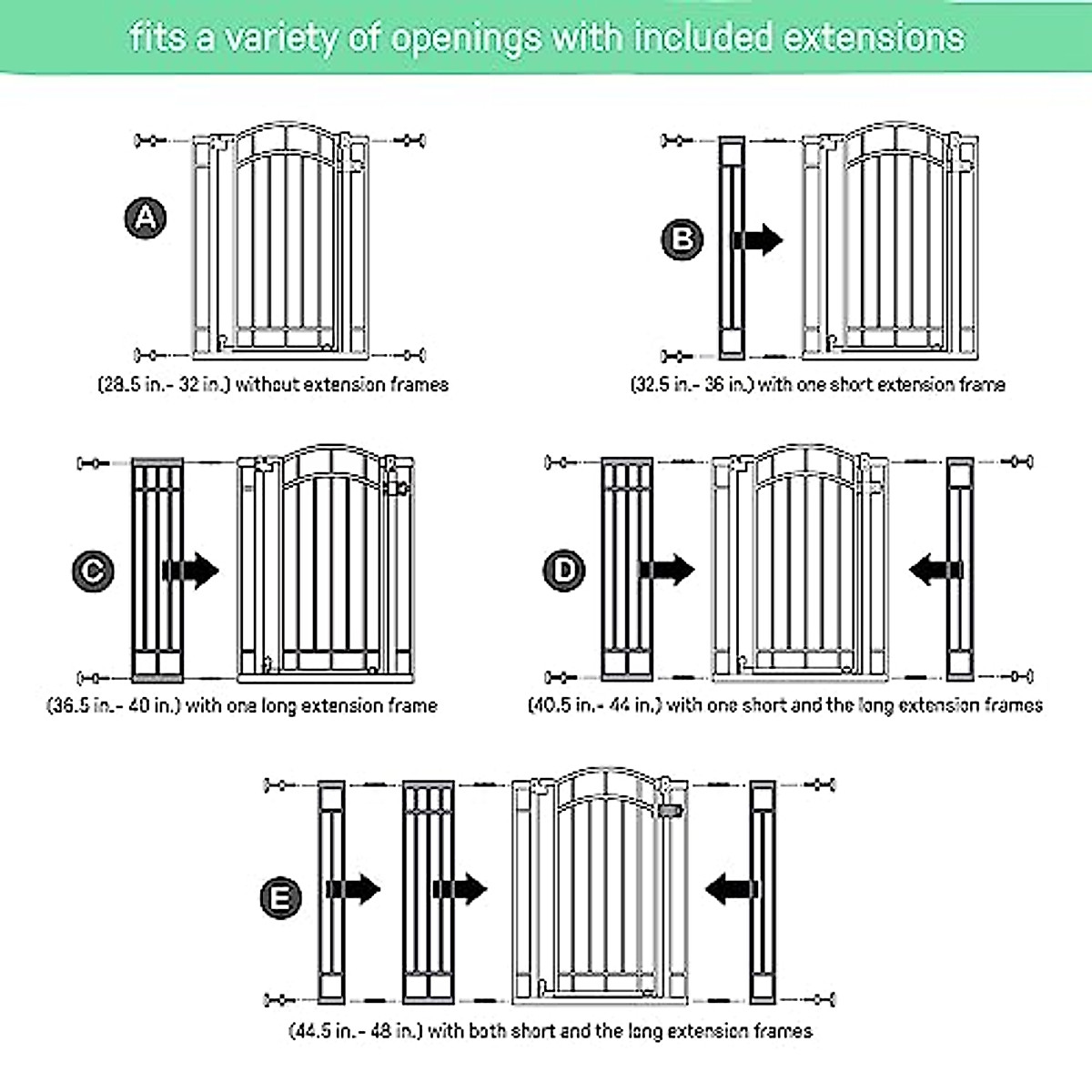 Summer Multi-Use Decorative Extra Tall Safety Pet and Baby Gate, 28.5"-48" Wide, 36" Tall, Pressure or Hardware Mounted, Install on Wall or Banister in Doorway or Stairway, Auto Close Door - Black