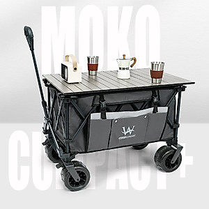 Whitsunday Collasible Wagon Cart, Large Capacity Wagon,Camping Beach Wagon Outdoor Picnic All-Terrain Wheels Heavy Duty Utility Wagon Cart for Grocery Gardening Shopping Fishing Grey