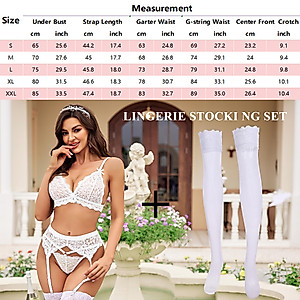 Avidlove Women Garter Lingerie with Black Thigh High Socks 3 Piece Garter Lingerie Sets for Wedding Night
