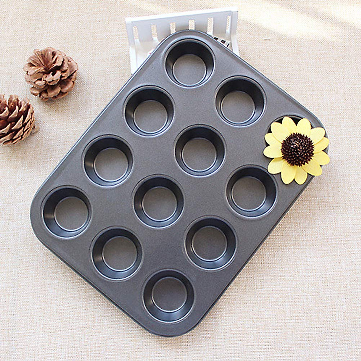 Angoily Mini Muffin Pan Mini Muffin Pans Nonstick 12 Cup Cupcake Pan Muffin Tin Steel Baking Molds Muffin Tray for Homemade Muffins Cupcakes Quiches and Frittatas Black Candy Mold