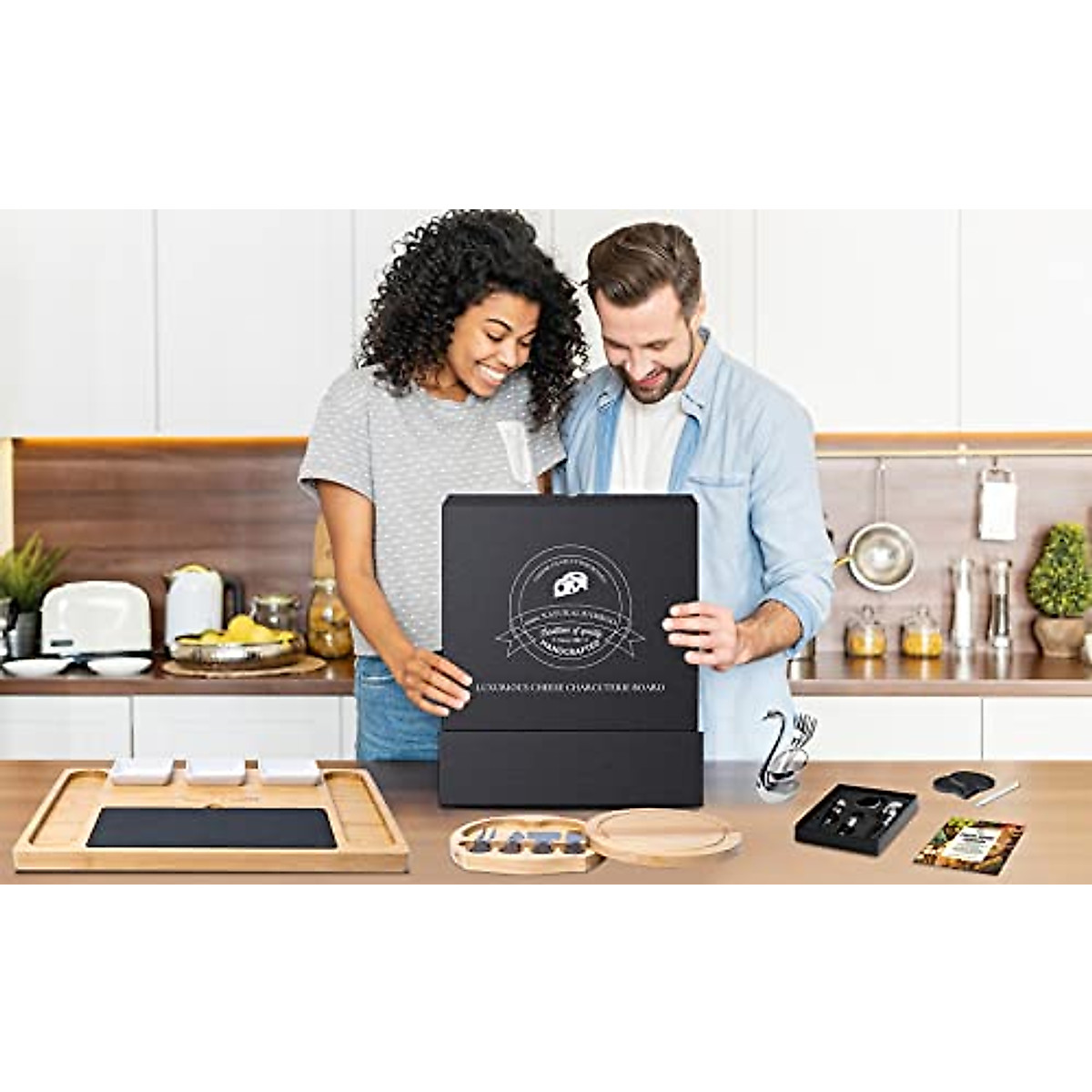 CHOMKIT Charcuterie Boards Set, Premium Bamboo Cheese Board and Knife Set, Meat/Cheese Tray, 23 Entertaining Accessories, Gift for Christmas, Housewarming, Anniversary