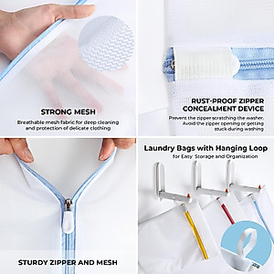 Lifnmybr 9 Pack Laundry Bag, Mesh Laundry Bags with Sturdy Zipper, Hanging Loop and Breathable Fine Net, Artisans Made Wash Bags for Lingerie, Delicates, Underwear, Pants, Shoes, Socks