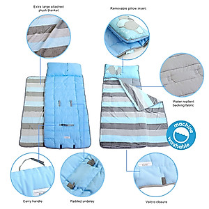 Nap Mat for Toddlers - Nap Mats for Preschool Kindergarten - Elephant Gifts for Toddlers - Portable Toddler Sleeping Bag w Pillow - Elephant Toddler Blankets for Boys - Toddler Blankets for Girls