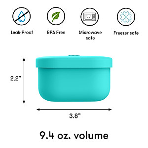Omie OmieBox Silicone Leakproof Snack Containers To Go, Food Storage Containers with Lid - BPA Free, Airtight, Dishwasher and Freezer Safe, Oven Safe - 9.4 ounces