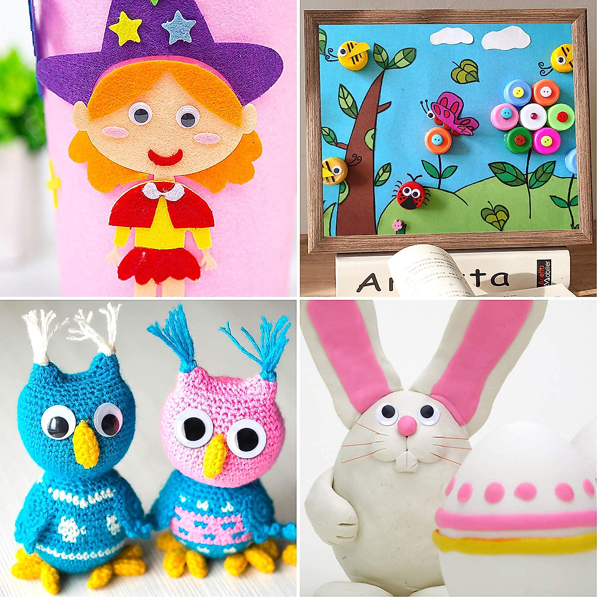 200 Pieces Wiggle Eyes Self Adhesive Black White Googly Eyes for DIY Crafts Decoration (20mm)