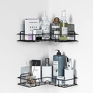Lgowithyou Corner Shower Caddy Shelf Organizer, No Drilling Rustproof 2 Pack Stainless Steel Shower Basket Shelves Rack with Strong Adhesives for Bathroom Kitchen Dorm Bedroom
