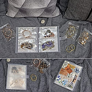 Designster Transparent Jewelry organizer book - Jewelry Storage Album Earring Organizer Storage Book Bag, Jewelry Travel Storage Holder for Necklace Rings Bracelet Studs (80 Slots+50 Thicken PVC Bags)