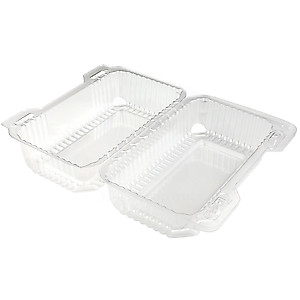 Disposable Sturdy Plastic Hinged Loaf Containers - Durable Small Hoagie Container (Pack of 40) by MT Products - Made in The USA