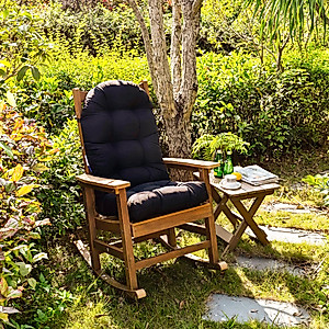 BLISSWALK Patio Chair Cushion for Adirondack,High Back Tufted Rocking Chair Cushion, Outdoor Seat Chair Cushion 48"x21"x4" inch, Sunscreen and Fade-Resistant,1Count,Black