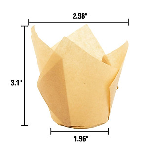 Framendino, Pack of 150 Tulip Shaped Baking Cups Brown Color Baking Cupcake Wrappers Grease Proof Muffin Paper Liners for Birthday Party Wedding Supply Decor