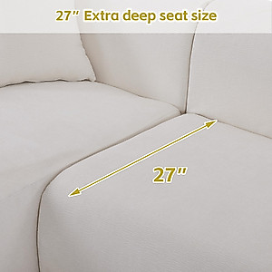 Yoglad Minimalist Style Modern L Shape Sectional Sofa Set, 3 Seat Upholstered Cloud Couch with Chaise Lounge - for Living Room,Bedroom,Apartment(Chenille Cream)