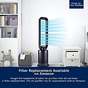 SkyPlus Bladeless Fan and Air Purifier Combo for Home Large Room | True HEPA Activated Carbon Air Filters 99.95% of Particles in Air | Oscillating Tower Fan with Remote Control | Great Air Multiplier for Home | Filters Allergies, Pollen, Smoke, Dust, Pet