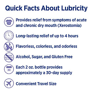 Lubricity Dry Mouth Oral Spray for Symptomatic Relief of Dry Mouth, Flavorless - .5 oz, Travel Size