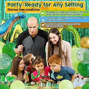 Partyville Dinosaur Party Decorations - Dinosaur Birthday Party Supplies Kit (SERVES 16) With Plates Cups Napkins Banner Cutlery BALLOON PUMP Tablecloth AND MUCH MORE