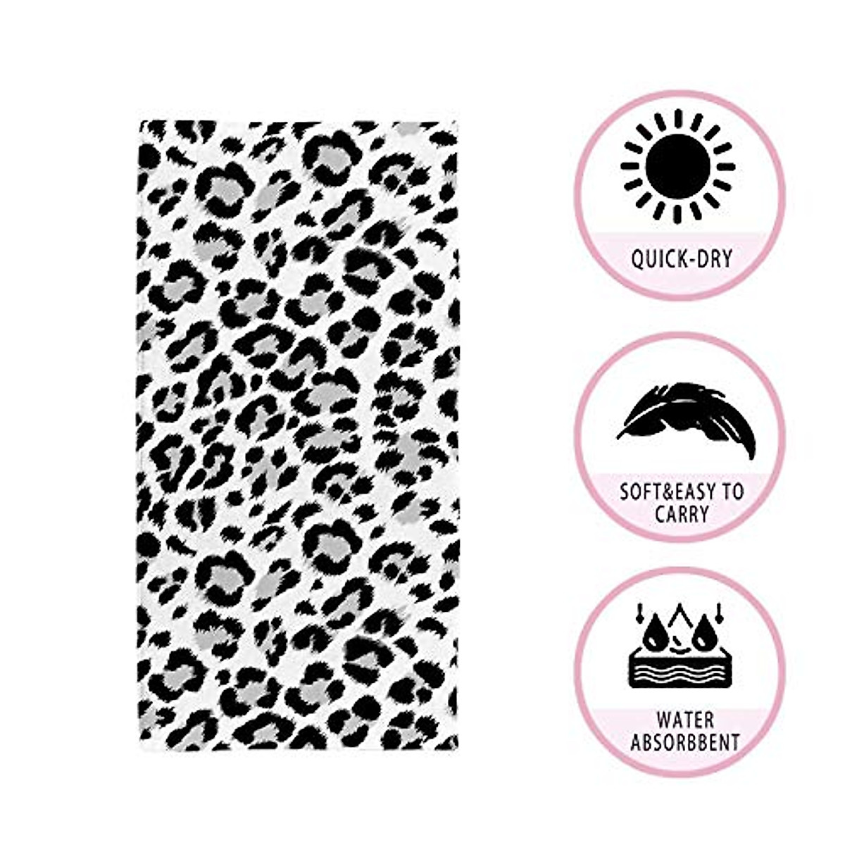 Vantaso Bath Hand Towels Snow Leopard Animal Print，Soft & Absorbent Washcloths Towel for Bathroom Kitchen Hotel Gym Spa