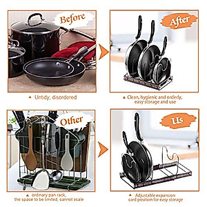 MASTERTOP Pot and Pan Organizer for Cabinet,Expandable Pan Organizer Rack,Pot Lid Organizer with 7 Compartments for Kitchen Counter and Cabinet Pantry Bakeware Organizer Rack Holder