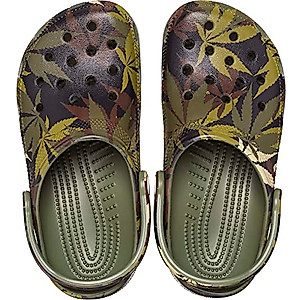 Crocs Unisex Classic Hemp Leaf Clogs, Half Baked and Weed Graphics, Army Green/Multi, Numeric_6 US Men