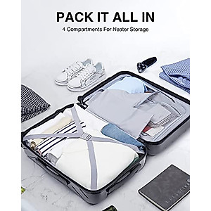 BAGSMART Carry On Luggage 22x14x9 Airline Approved, 1OO% PC Lightweight Carry On Hardside Suitcase, 20 Inch Hard Shell Luggage with Spinner Wheels, Waterproof Rolling Suitcase, Silver Gray