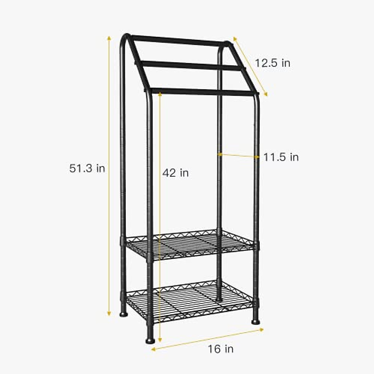 FUTASSI 3 Tiers Free-Standing Towel Rack, 51.2" Portable and Adjustable Metal Bathroom Storage Organizer, Lightweight Bath Towel Standing Shelf for Swimming Pool, 51.2”H x 16.1”W x 11.8”D, Black