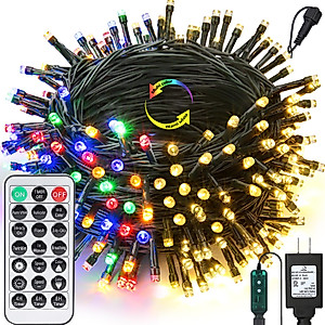 Joomer Color Changing Christmas Lights, 66ft 200 LED String Lights Timer Function with Remote, Connectable Christmas Decor for Indoor, Outdoor, Yard, Tree, Party(Warm White & Multicolor)