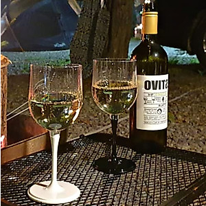 BOSO Portable Collapsible Wine Glass-Unbreakable, Shatterproof Clear Plastic Wine Glass-BPA FREE, Dishwasher Safe, Detachable Stem Wine Cup-Perfect Camping, , and Travel (white color), D8.0*H11.0CM