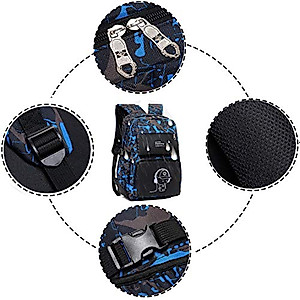 Asge boys backpack for kids camo bookbag for middle school bags travel back pack (Blue)