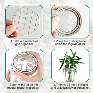 10 Pack Mason Jar Flower Frog Lid Mason Grid Flower Organizer Lid Insert for Valentine's Day Home Kitchen Office Regular Mouth Mason Canning Jars Accessories, 70 mm